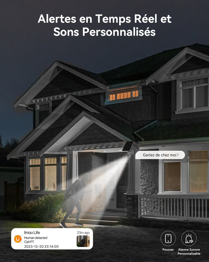 Cell PT 4G LTE 3MP 2K Caméra de sécurité cellulaire/carte SIM (Wi-Fi n