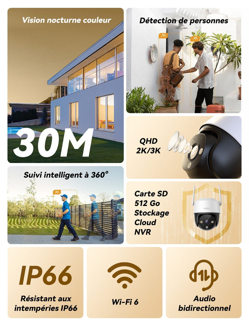 Cámara de seguridad WiFi PTZ exterior IMOU Cruiser SE+ resistente al a