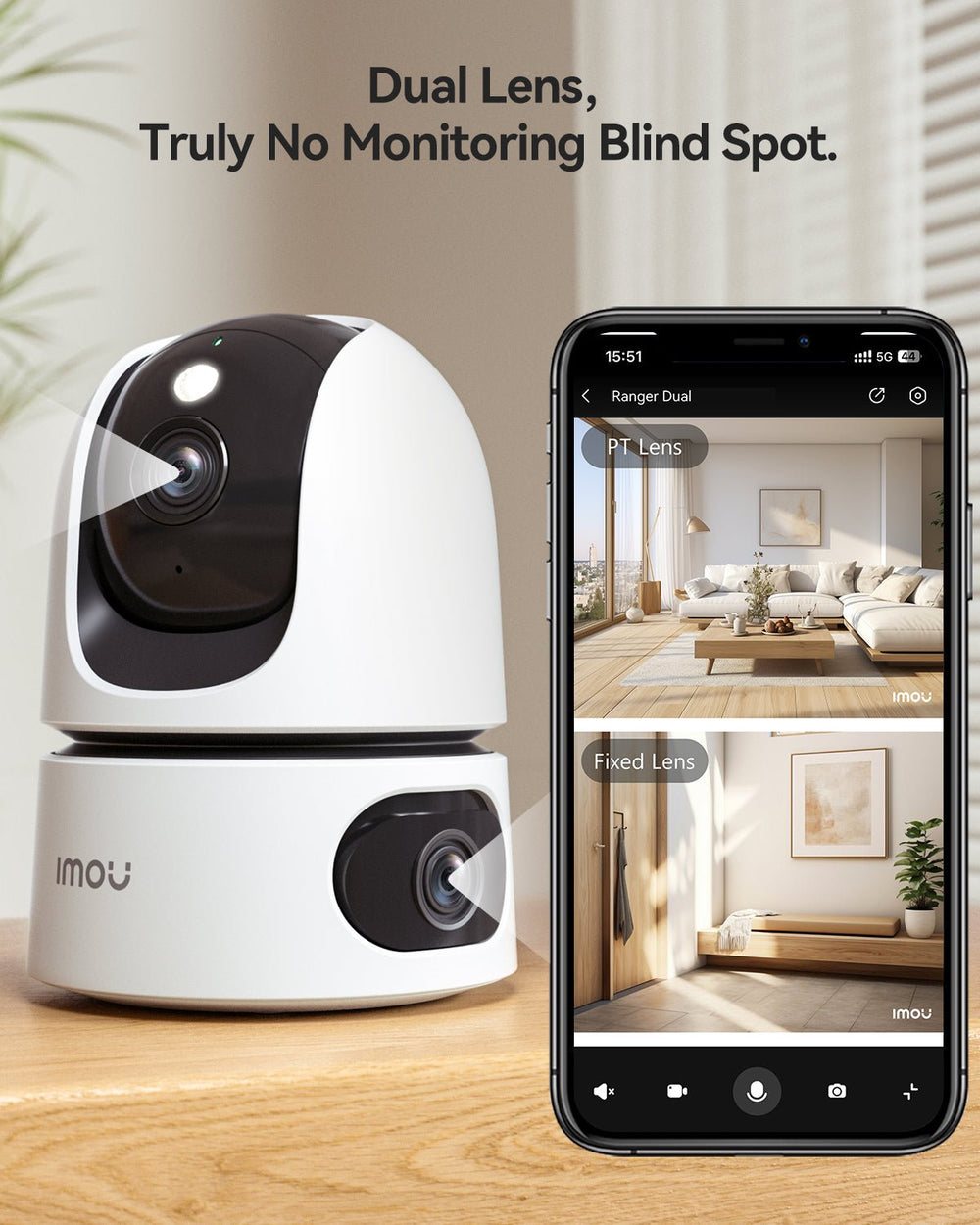 IMOU Ranger Dual 2 Lens Indoor WiFi PT Security Camera Pet Human Detec